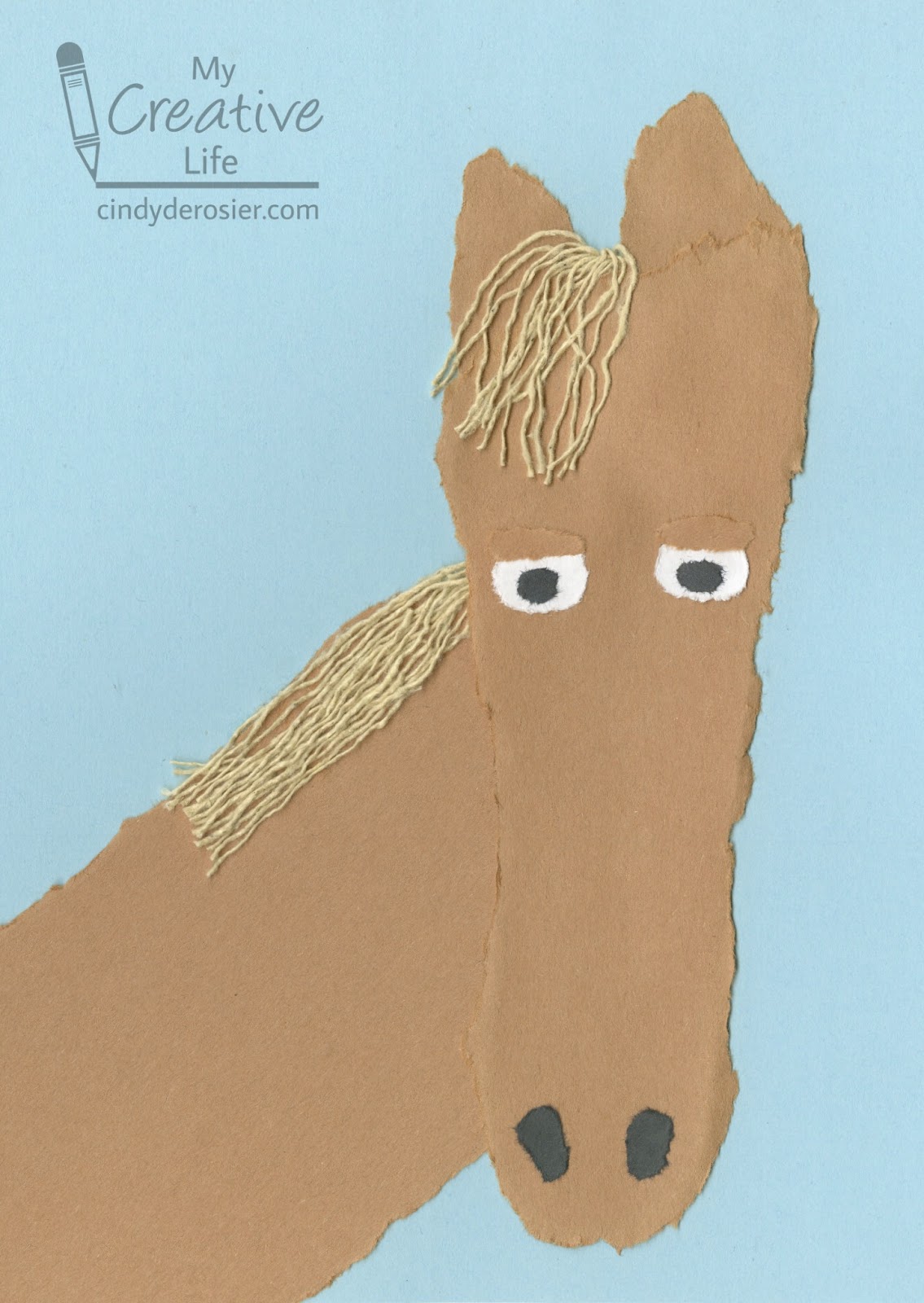 Cindy deRosier: My Creative Life: Torn Paper Footprint Horse