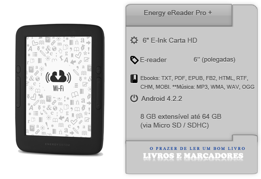 Energy eReader Pro + (E-reader) | Livros e marcadores