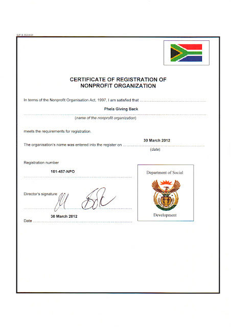 Phela Giving Back To Eldos: Phela Giving Back is a Registered Non ...