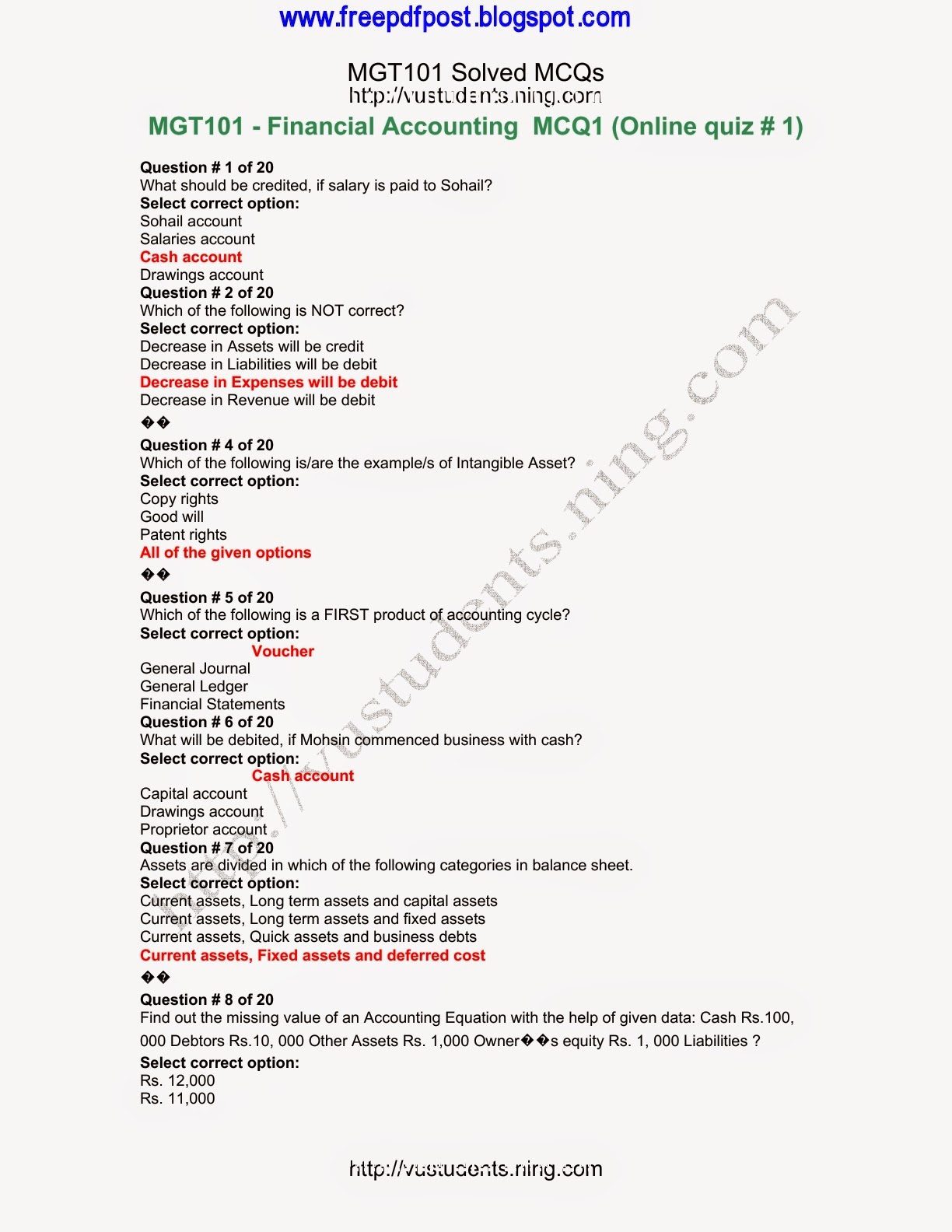 Accounting Equation Multiple Choice Questions And Answers Tessshebaylo