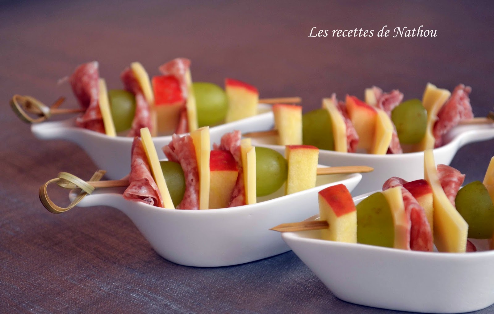 Ma cuisine au fil de mes idées...: Brochettes de fruits, fromage et salami