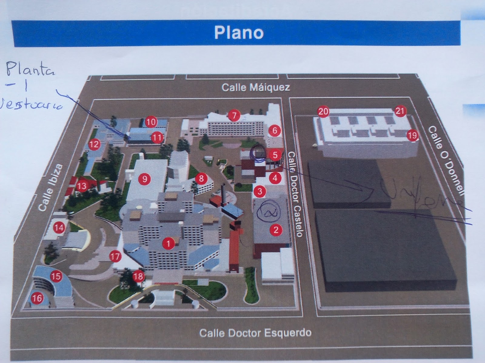 Índice de: Plano - Hospital General Universitario Gregorio Marañón