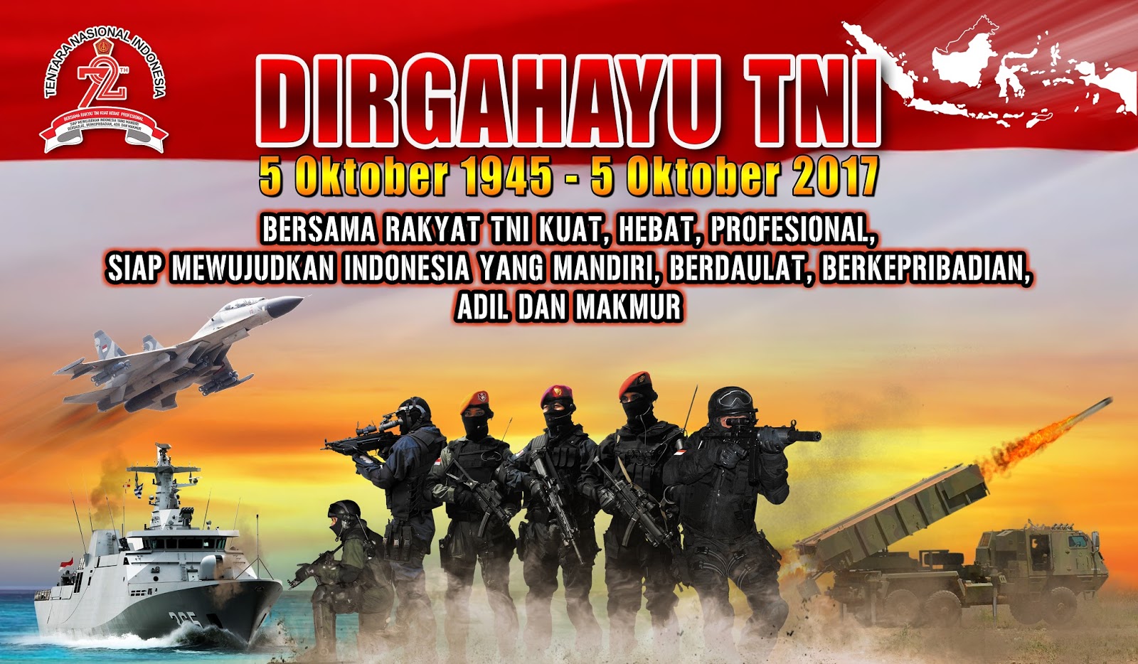 Empat jenis banner HUT TNI ke 72 yang dapat dipasang di jajaran TNI ...