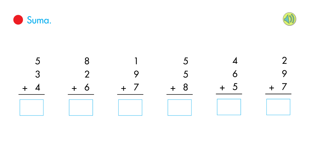 Primero de mi cole: Suma de tres números