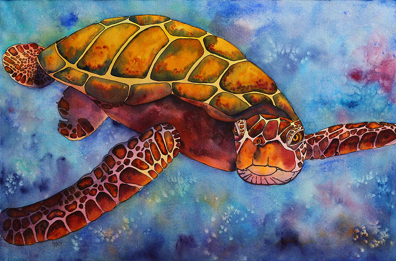 Stacy Creates: Sea Turtle Painting Finished! Recap of Steps...