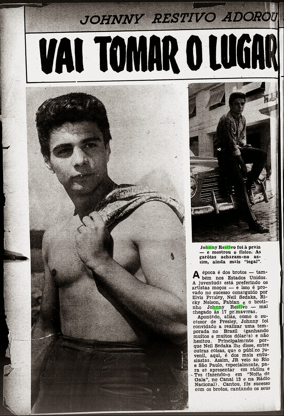 Foreign acts visit Brazil 1957 to 1968: Johnny Restivo - August 1960 ...