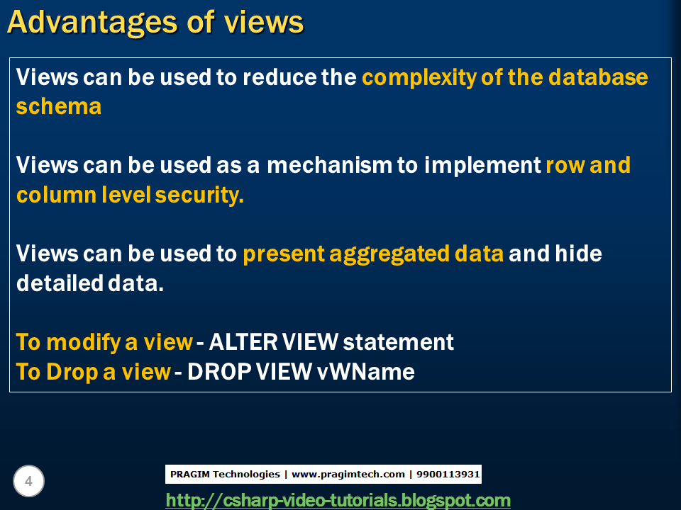 Sql Server Net And C Video Tutorial Part 39 Views In Sql Server 2139
