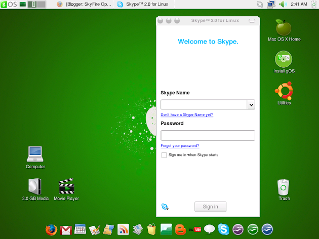 Linux gOS with Mac OS X like theme