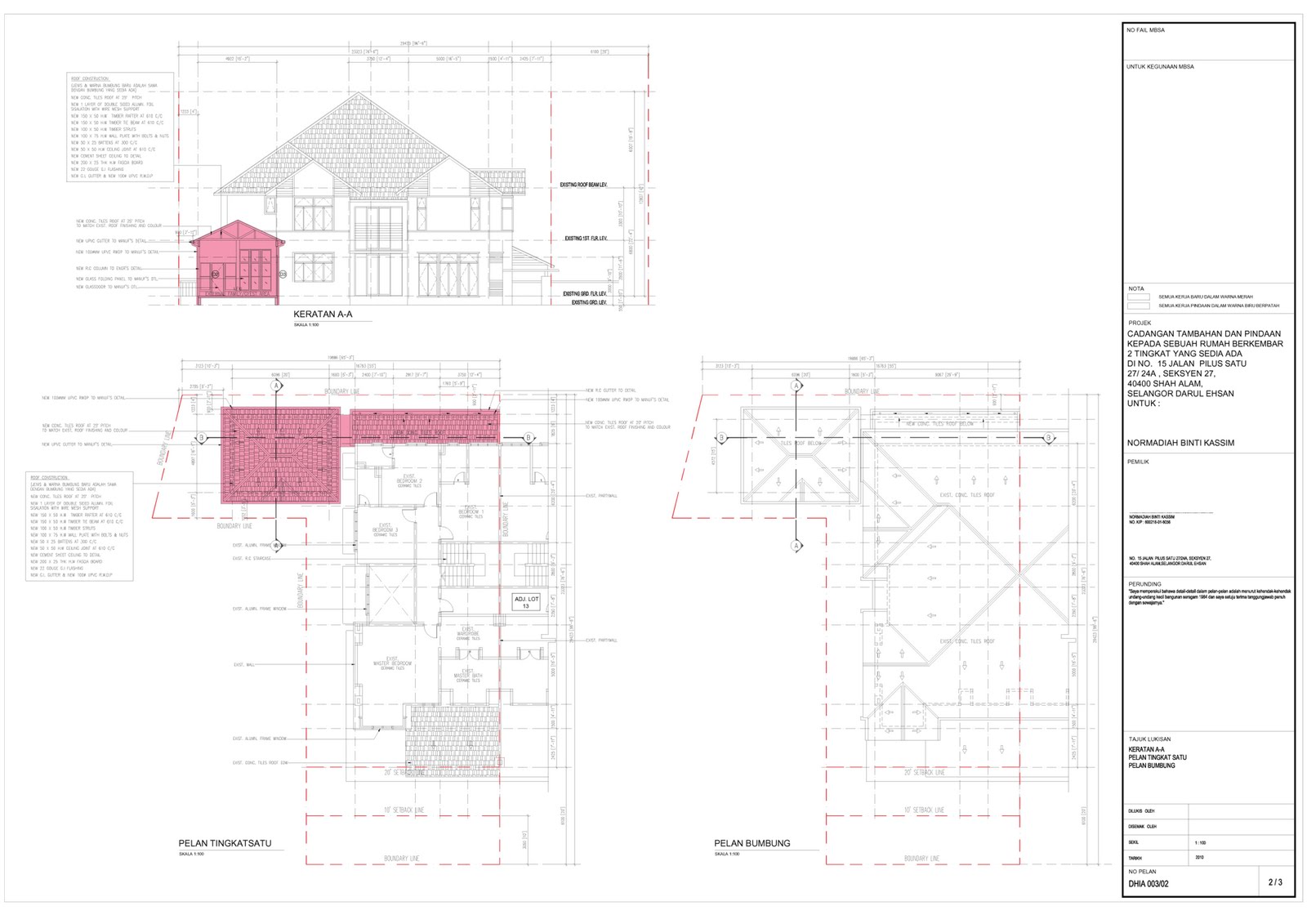 Warisan Ismar: CONTOH WORKING DRAWING BAGI PERMOHONAN TAMBAHAN DAN ...