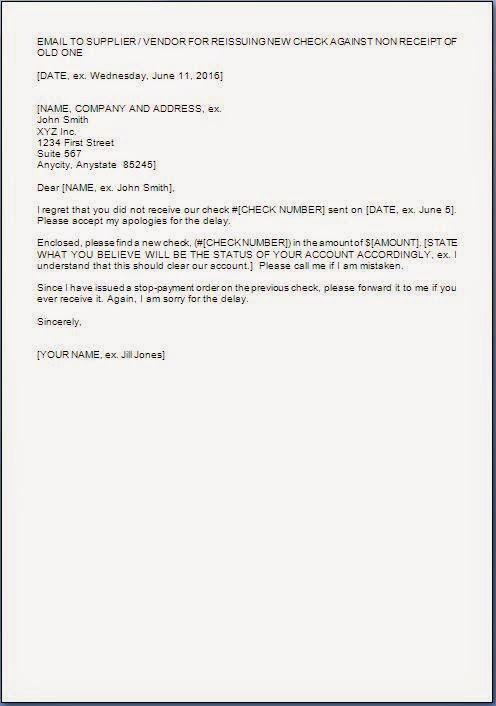 Cheque Reissue Letter Format in Word