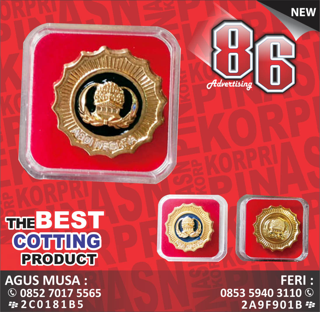 PIN KORPRI ASN, LAMBANG KORPRI ASN, TIMBUL ~ Grand konveksi 86