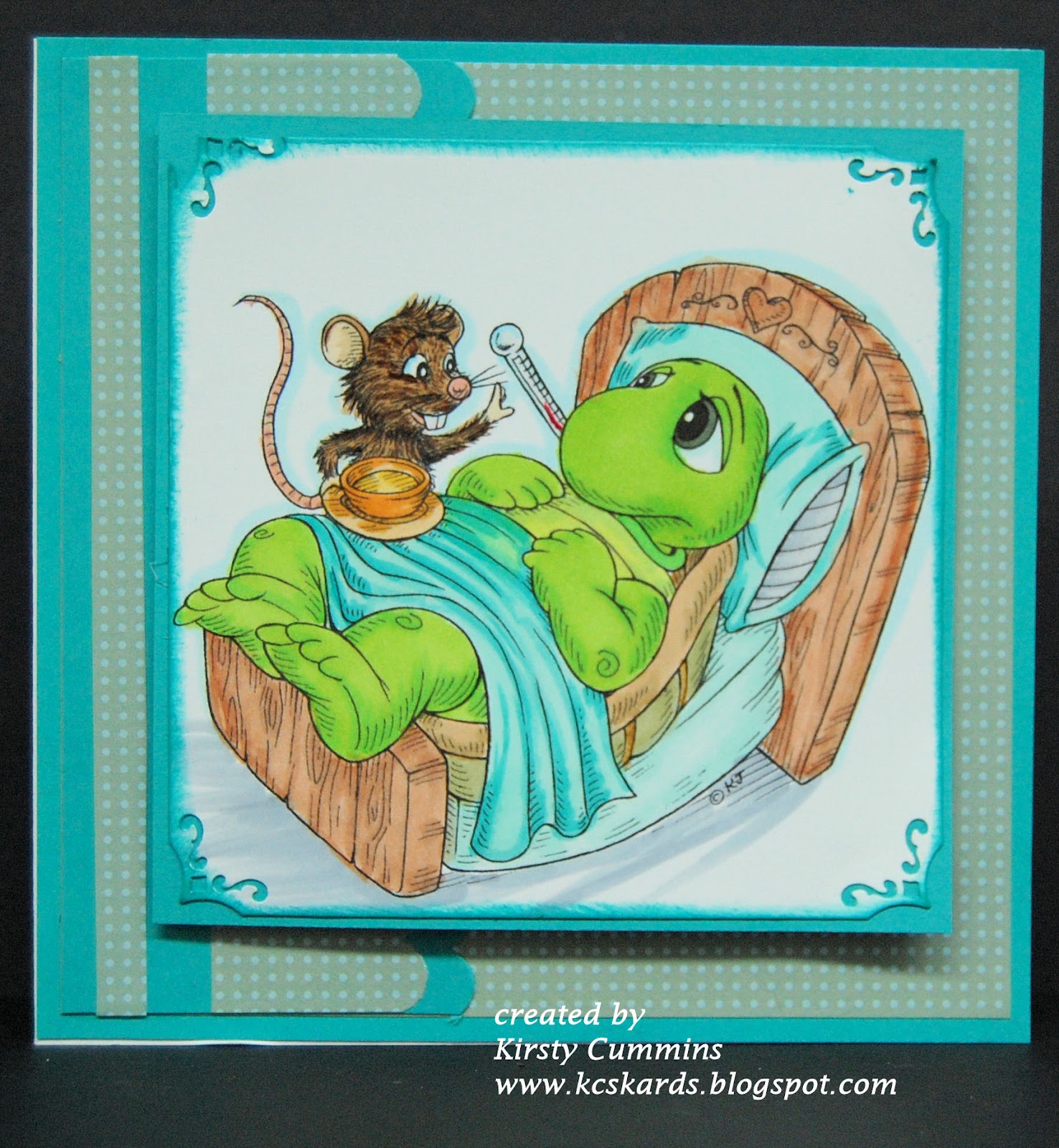 KCs Kards: Get well soon - turtle and rat