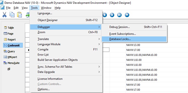 Microsoft Dynamics NAV 2017 - SQL Database Locks.