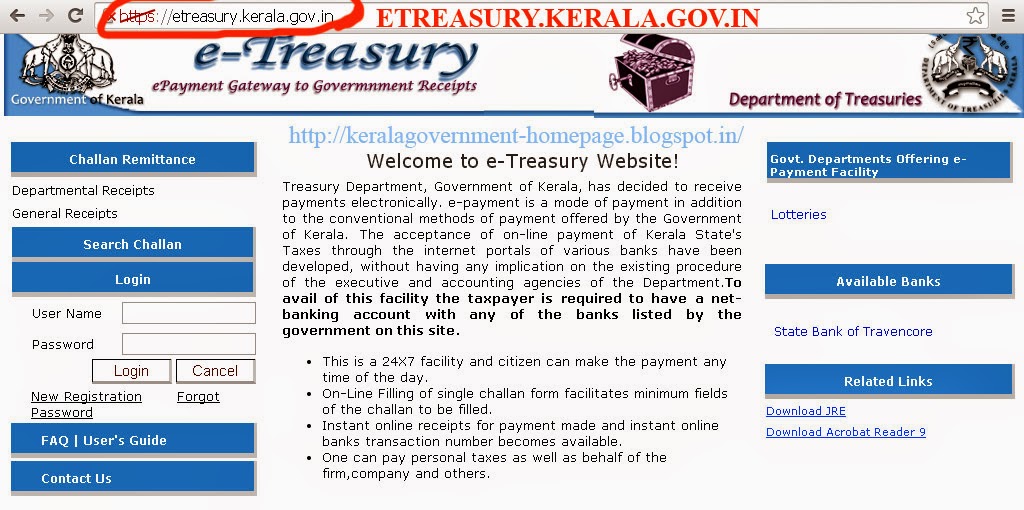 KERALA GOVERNMENT: Approved Online Receipt Accounting System (e-Treasury)