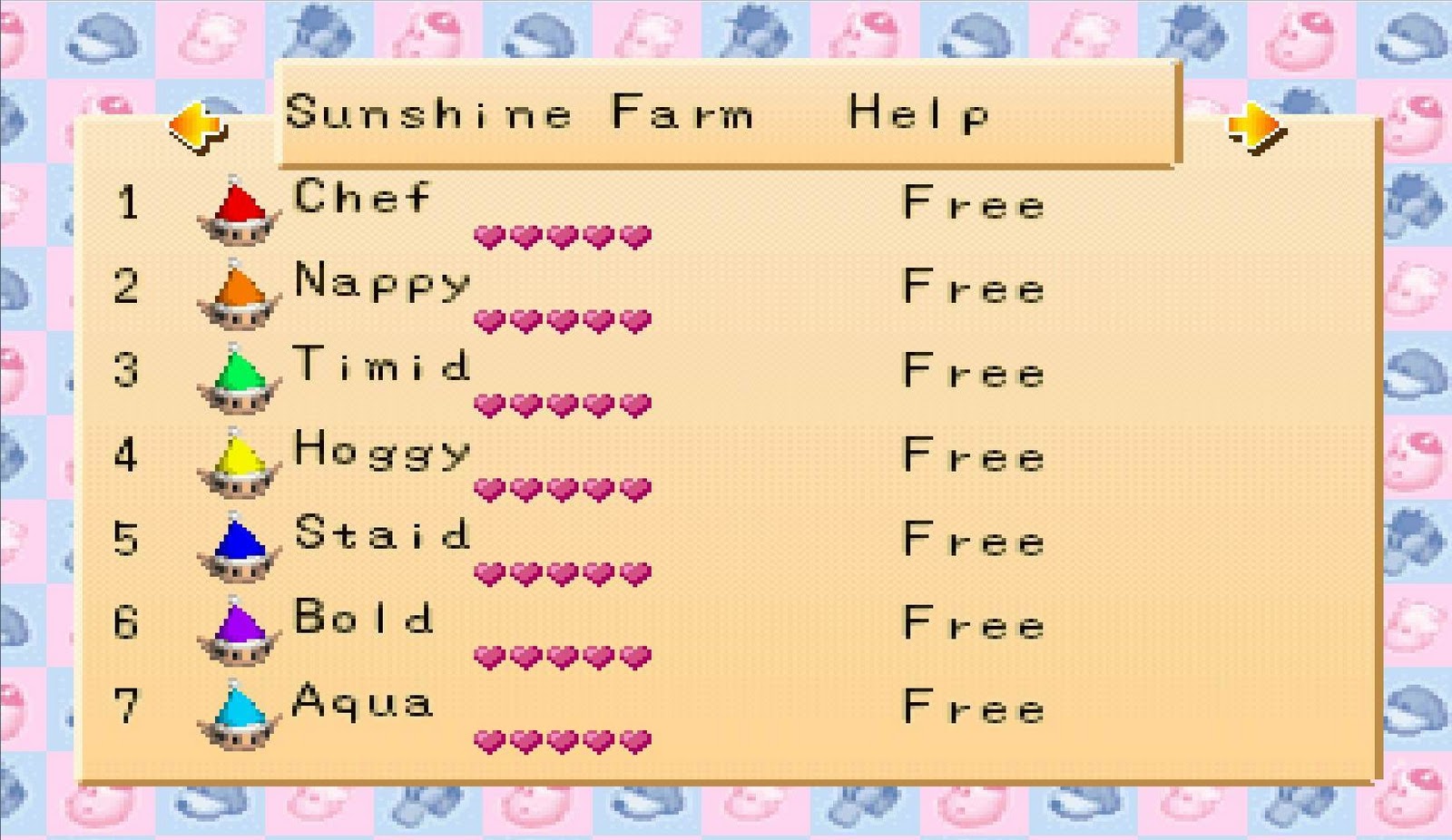 Harvest Moon Back To Nature Studio: The Seven Harvest Sprites