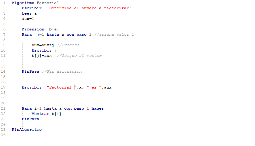Factorial en Pseint