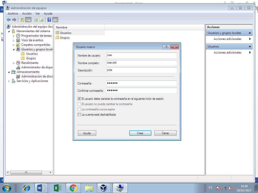 Sistema operativo Windows Server 2016.: pasos para crear usuario y grupo Sistema operativo Windows Server 2016.: pasos para crear usuario y grupo
