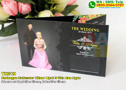 Undangan Softcover Hitam Lipat 3 Vita Dan Agus | Souvenir Pernikahan