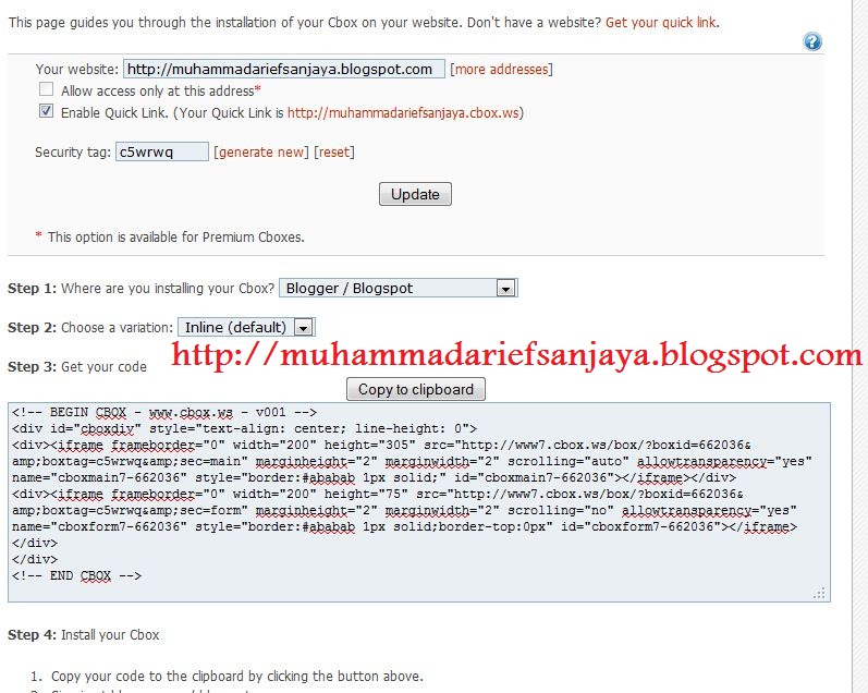 Cara Memasang Chat / Kotak Chatting Cbox Pada Blog | MUHAMMAD ARIEF SANJAYA