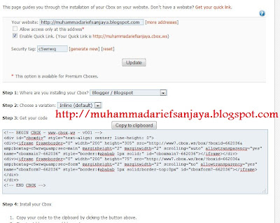 Cara Memasang Chat / Kotak Chatting Cbox Pada Blog | MUHAMMAD ARIEF SANJAYA
