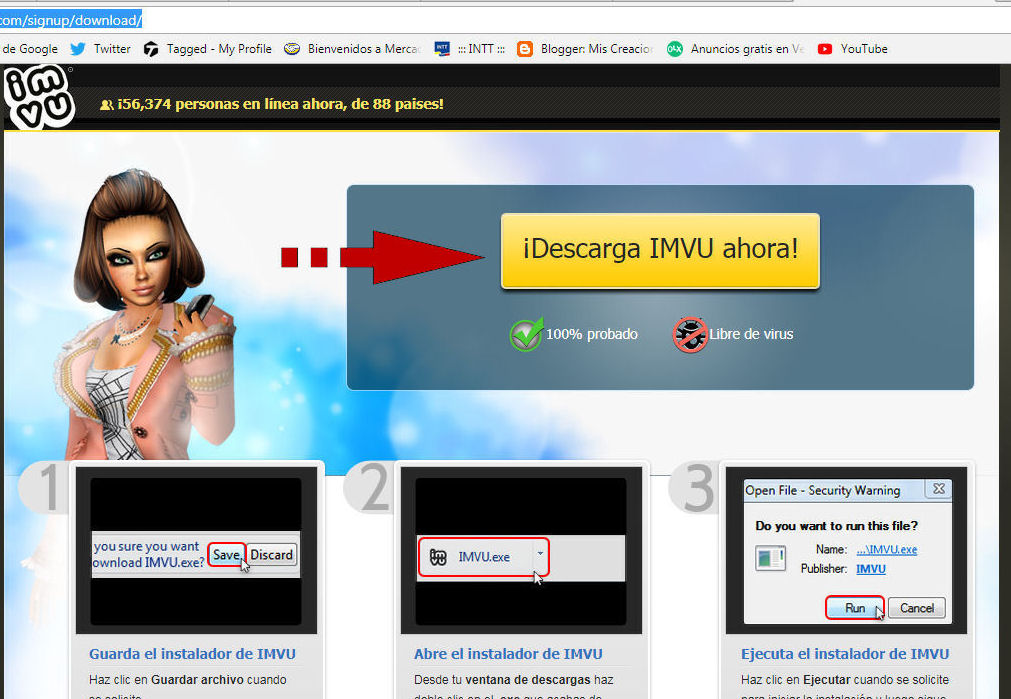 Ministerio Internacional Dejando Huellas: Tutorial Descargar Imvu