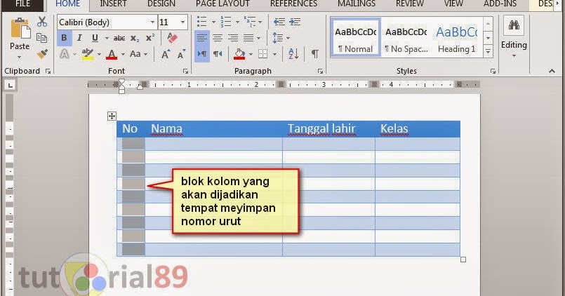 Cara Menciptakan Nomor Urut Otomatis Pada Tabel Word + Video - belajar ...