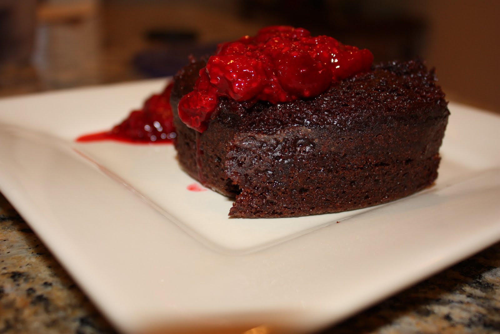 Simple Dark Chocolate Cake with Raspberry Glaze