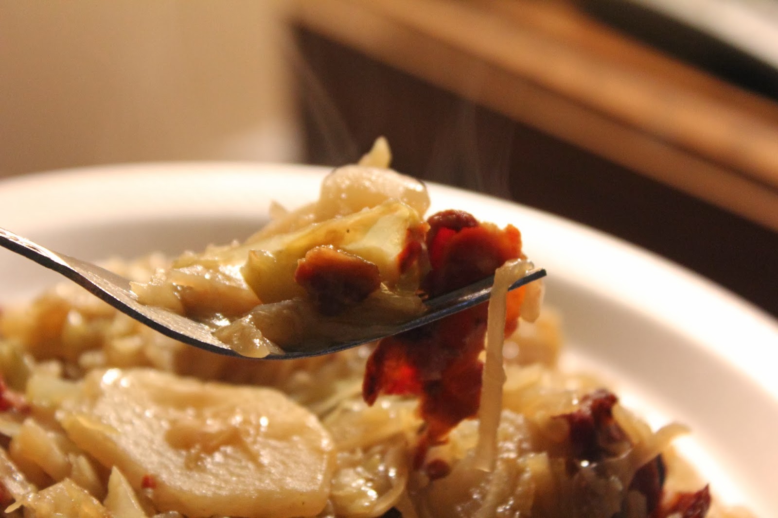 Reflections in the Window: Bacon Cabbage and Potato Skillet