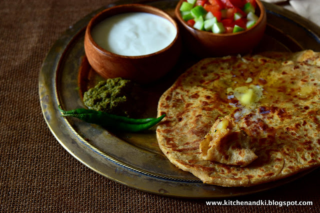 Aloo- Pyaaz Paratha/ Flatbread stuffed with Potato and Onions