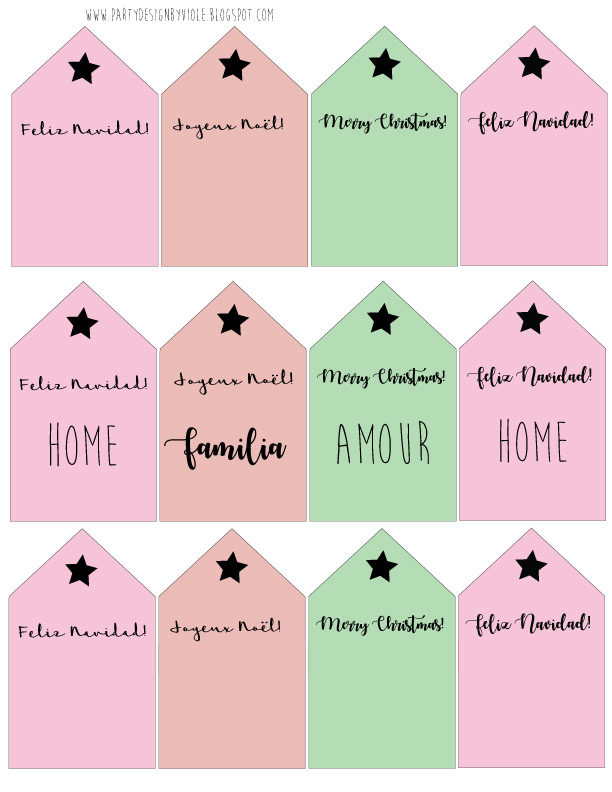 FREE Christmas labels, placemat and printable Pink&Green pastels colors ...