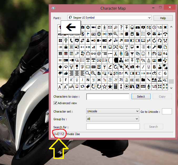 Windows 8 Icons: Segoe UI Symbol