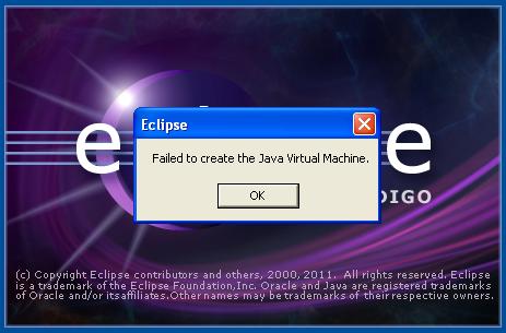 The Java Web 2.0 Application Stack: Eclipse error : Failed to create the Java Virtual Machine