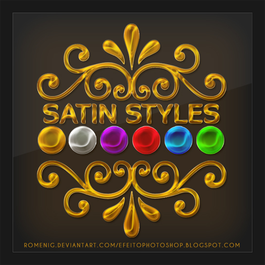 Efeito Photoshop: 6 Color Satin Text Styles