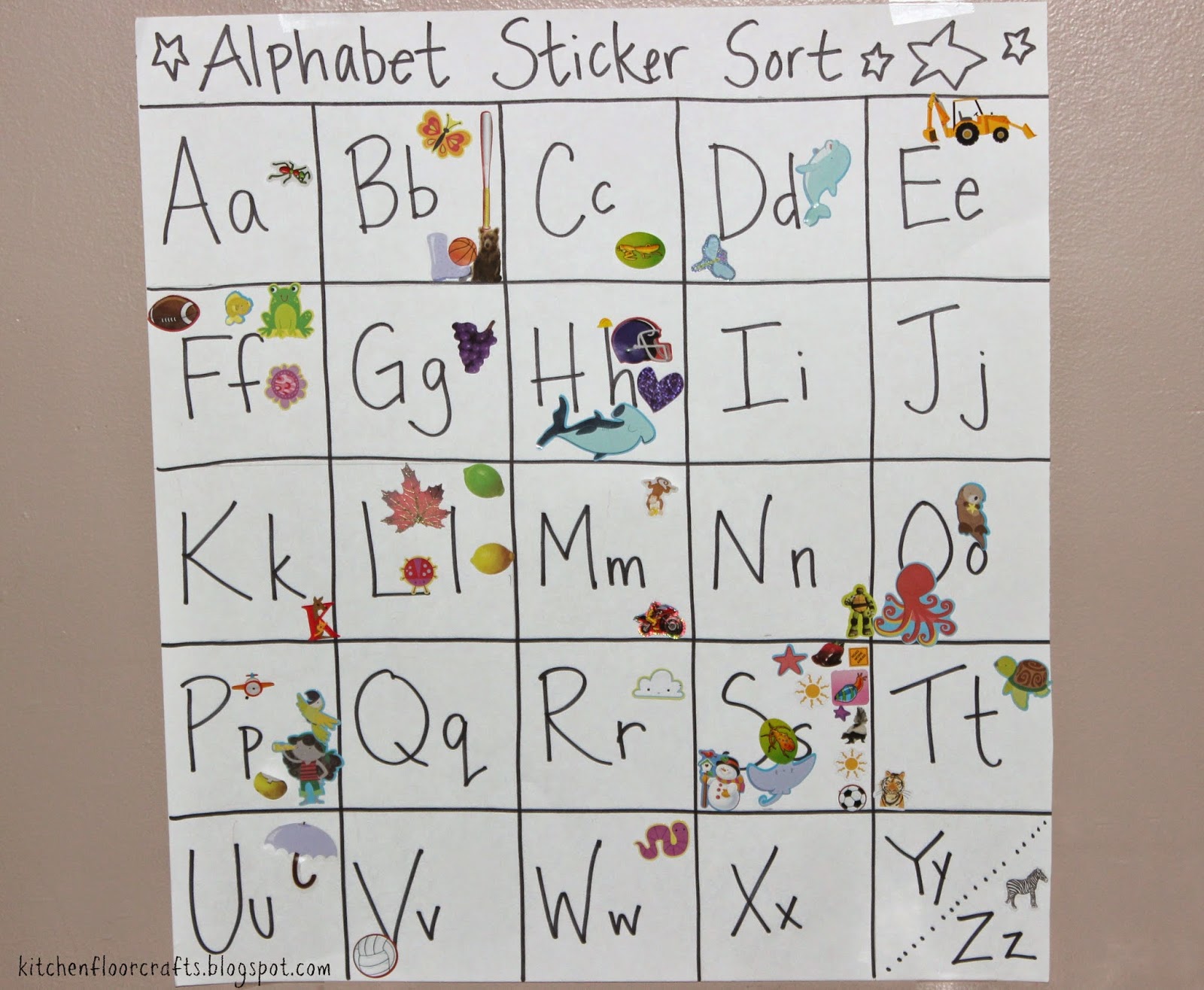 Kitchen Floor Crafts: Alphabet Sticker Sort