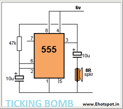 Ticking Bomb Sound Circuit using 555 IC ~ Electronics Hotspot