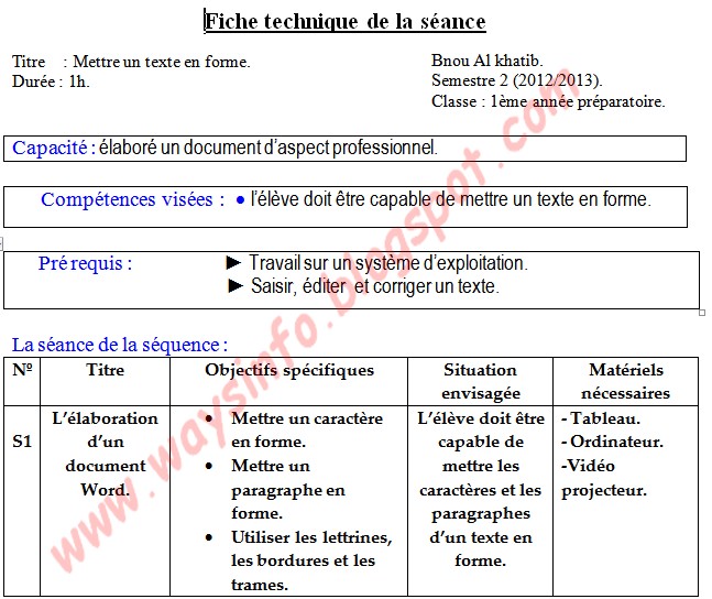 L'informatique au collège: Traitement de texte " La mise en forme d'un ...
