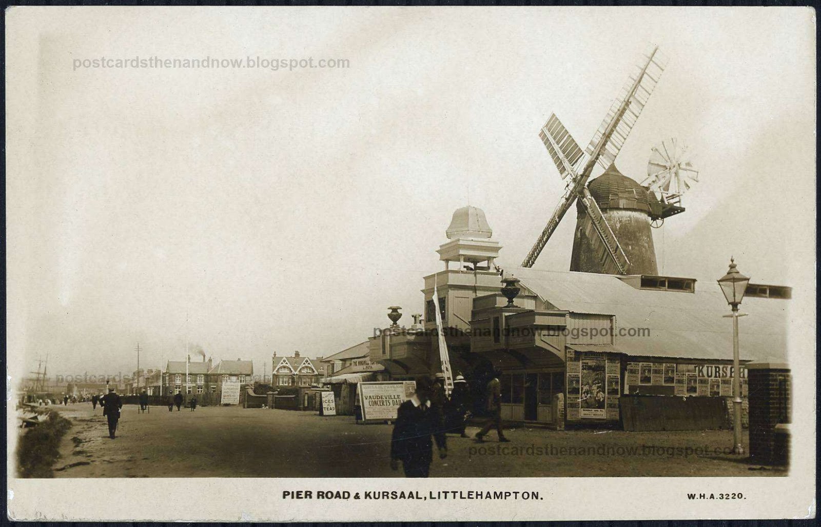 Postcards Then and Now: Littlehampton, Sussex, Pier Road and Kursaal, 1913