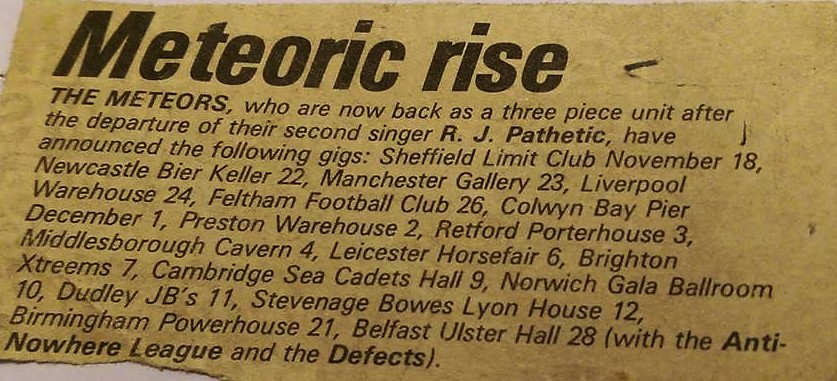 The Meteors - Gigs 1980 - 1985.: The Meteors - Gigs 1982