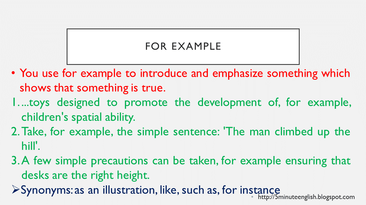 for example (usage, examples, and synonyms) - EnglishLanguageSpecialists