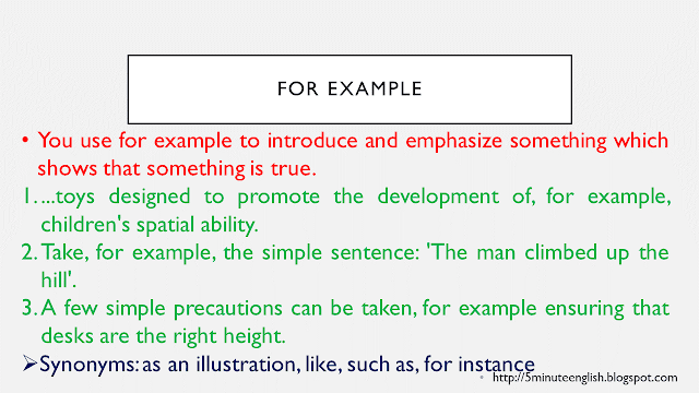 for example (usage, examples, and synonyms)
