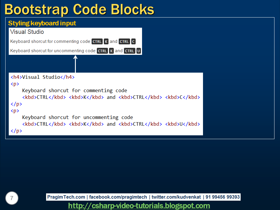 Sql server, .net and c# video tutorial: Bootstrap code blocks