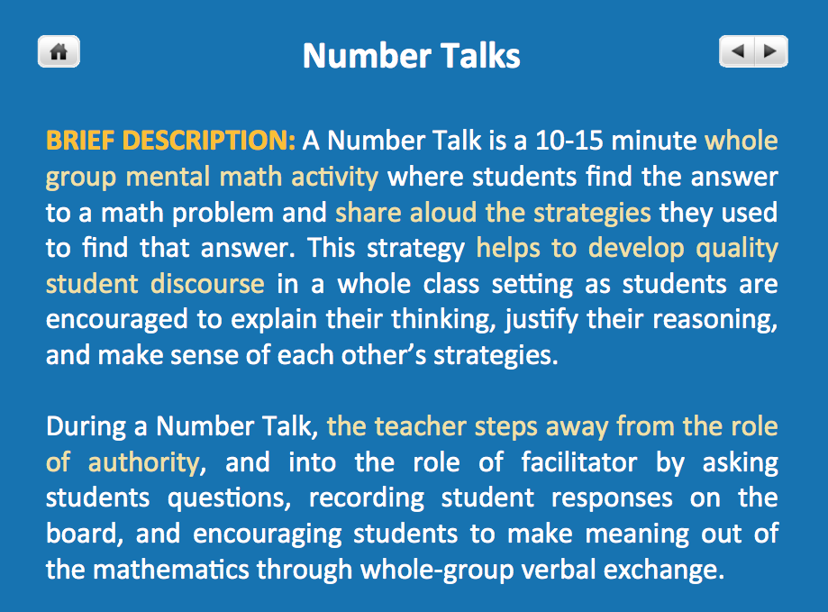 MathSnack: Number Talks