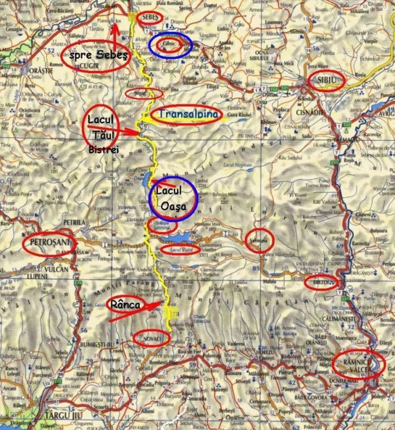 undeva la mijloc: Lacul Oaşa Mică - Şugag - Cetatea Câlnic
