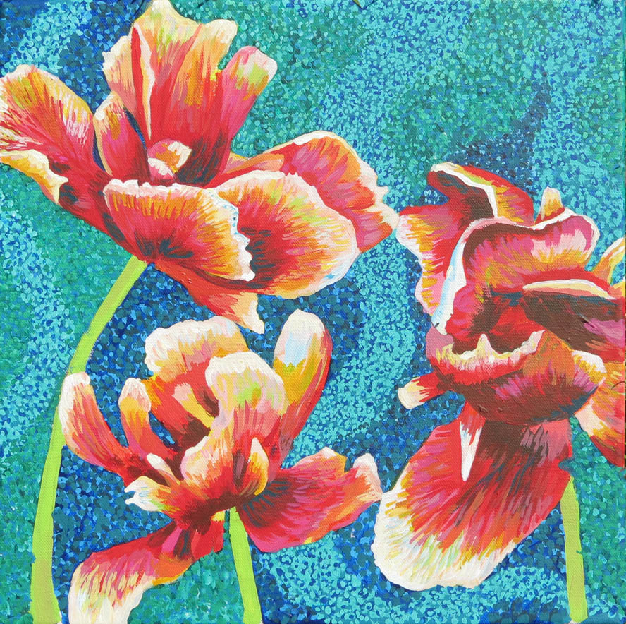 Rozartz Contemporary floral paintings: Painting of tulips. Step by step.