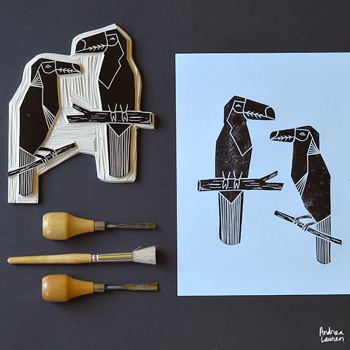 Ink Print Repeat by Andrea Lauren: Bird Block Print Stamps by Andrea Lauren