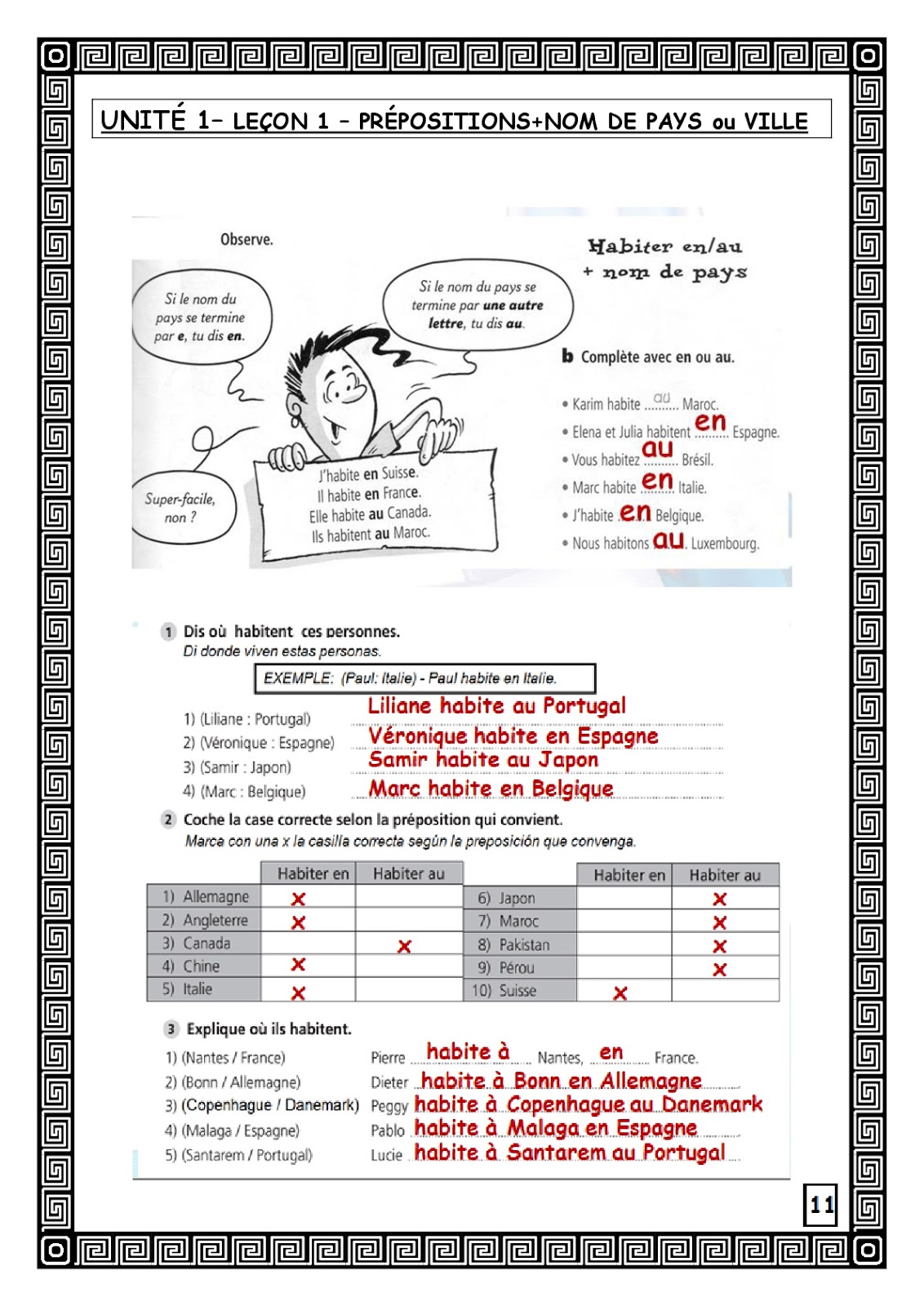 Le français du Siècle: CORRIGÉS DU CAHIER 1º ESO