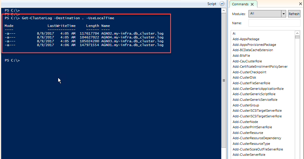 德瑞克:sql Server 學習筆記 Powershell Get Clusterlog Generate Windows 1312