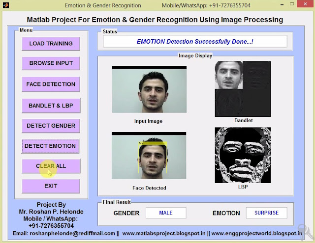 Emotion And Gender Recognition Using Image Processing Matlab Project