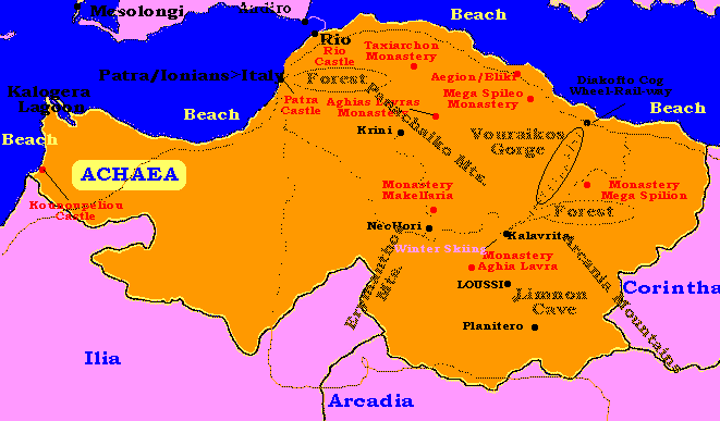 Map of Achaea Province Image | Map of Greece Regional Political Province