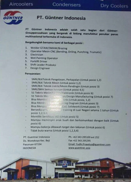 Klik di sini :: Lowongan PT Guntner Indonesia untuk SMK dan Sarjana